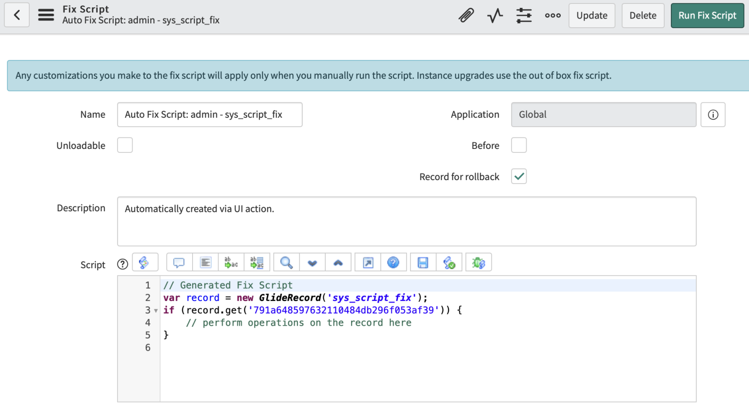 Servicenow Automating Fix Script Generation With A Ui Action A Little Knowledge
